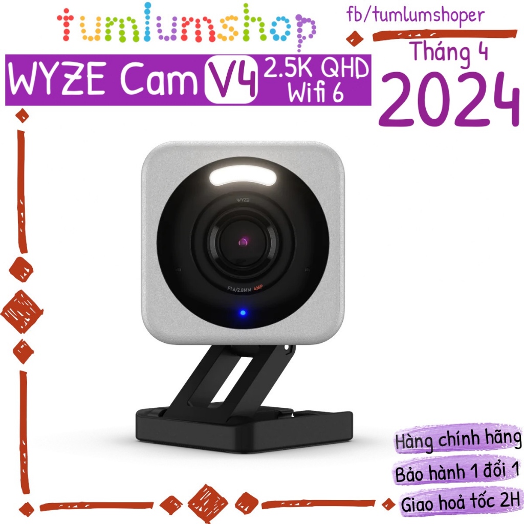 Wyze Cam V4 - Camera chống nước độ phân giải 2.5K QHD hỗ trợ Wifi 6 Mới ...