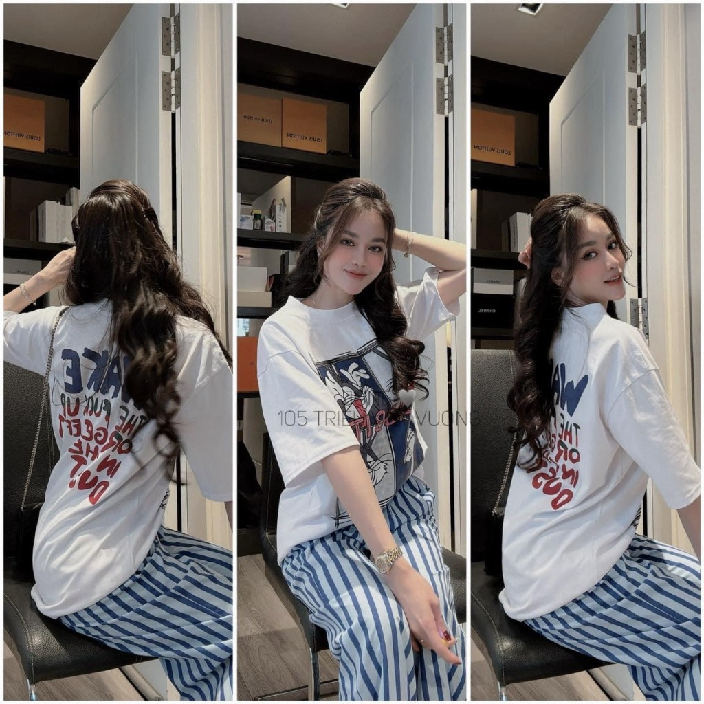 Đồ Bộ Nữ Mặc Nhà - Quần Ống Rộng Siêu Xinh - Thun Cotton 100%Đủ size Tử 45KG-75kg Vừa-MP113 ...