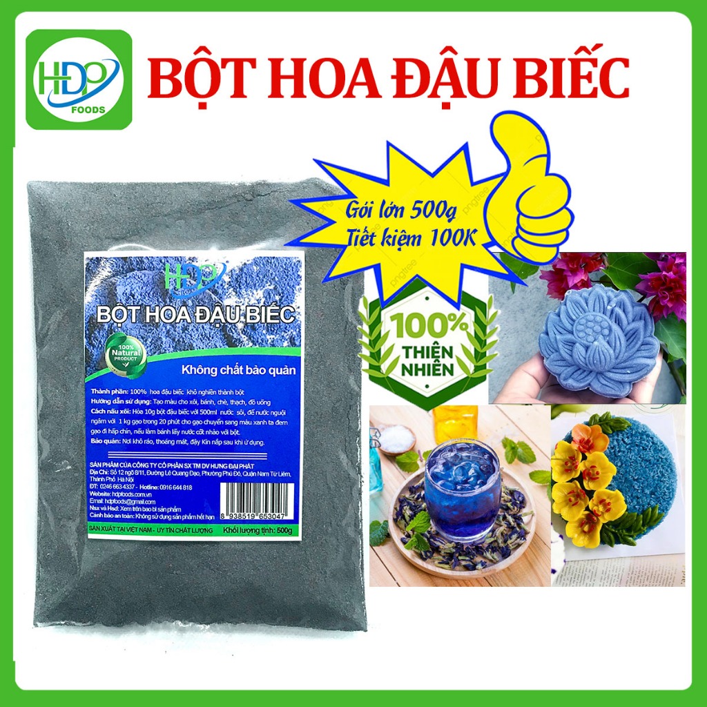 BỘt Hoa ĐẬu BiẾc LoẠi 1 GÓi 1kg SiÊu TiẾt KiỆm Tạo Màu Xôi Ngũ Sắc đồ Uống Mặt Nạ Dưỡng Da