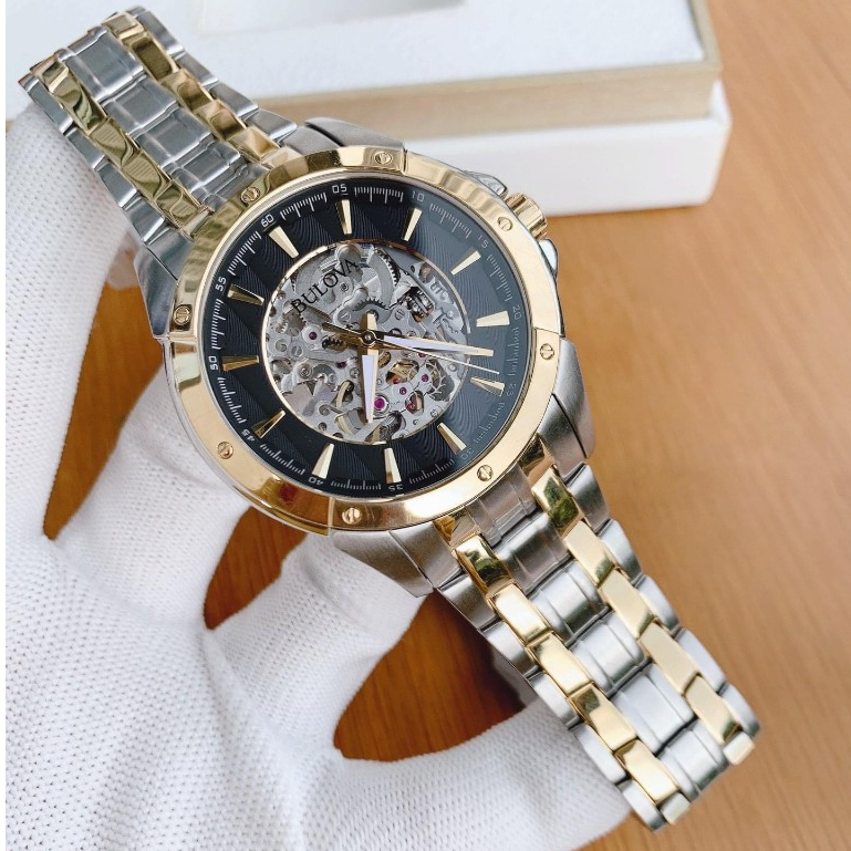 Đồng hồ chính hãng nam Bulova #98a146 - Máy cơ tự động - Kính cứng ...