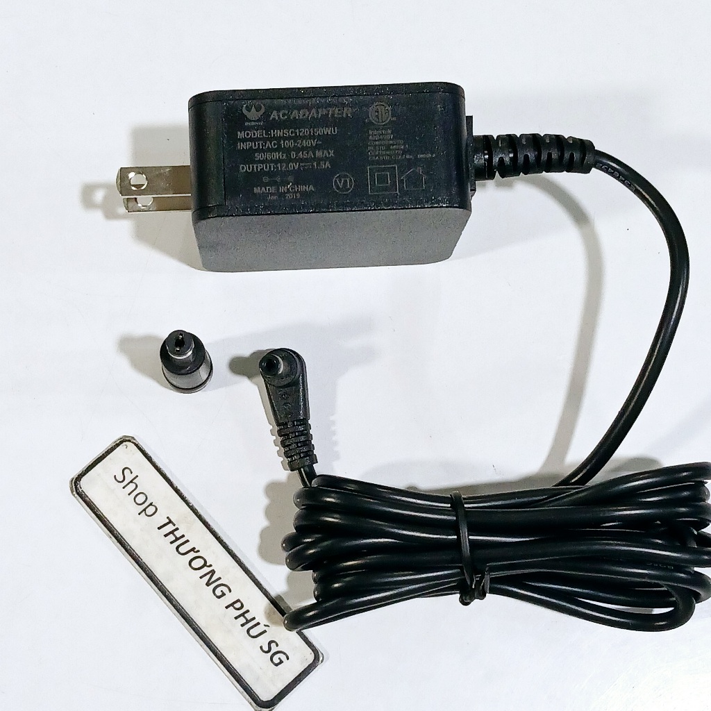 Nguồn Adapter DC 12V - 1.5A / Đầu cắm 4.8mm X 1.7mm + Đầu đổi ra 5.5mm ...