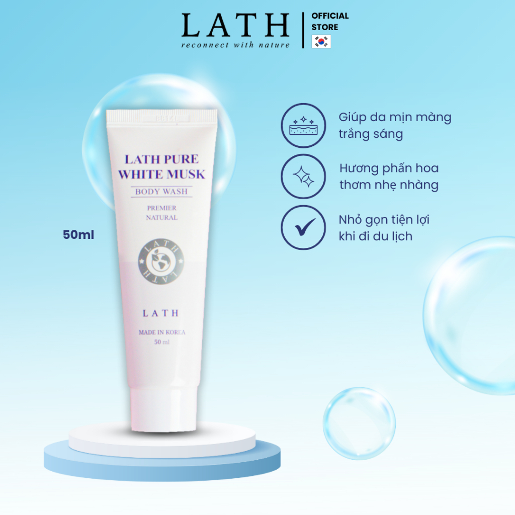 Sữa tắm trắng da Hàn Quốc LATH PURE WHITE MUSK chiết xuất thành phần từ ...