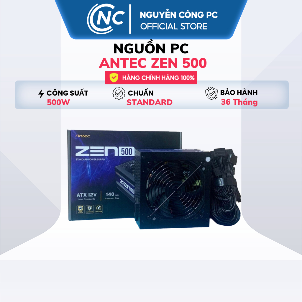 Nguồn Máy Tính Antec Zen 500 (-Non Modular - 450W) - Bảo hành 36 Tháng ...