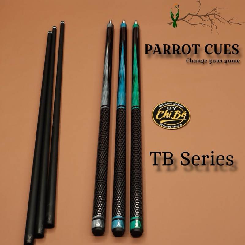 PARROT CUES - TB SERRIES ,GẬY BI A LỖ NGỌN CARBON,GẬY BI A CARBON ,HSSV ...