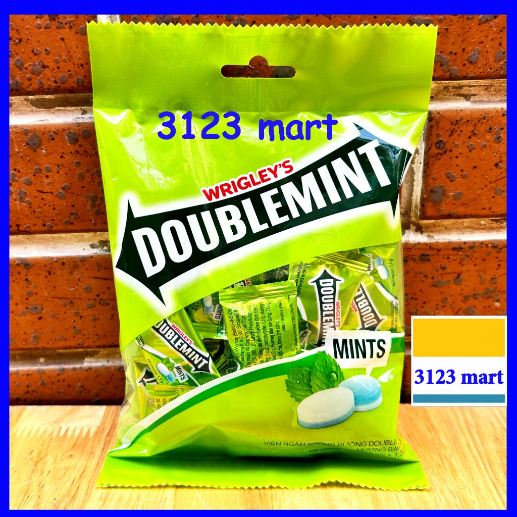 (hsd 08/2025) Kẹo viên NGẬM / Mints bạc hà không đường DOUBLEMINT thơm miệng gói 39g (30 cái x 2 ...