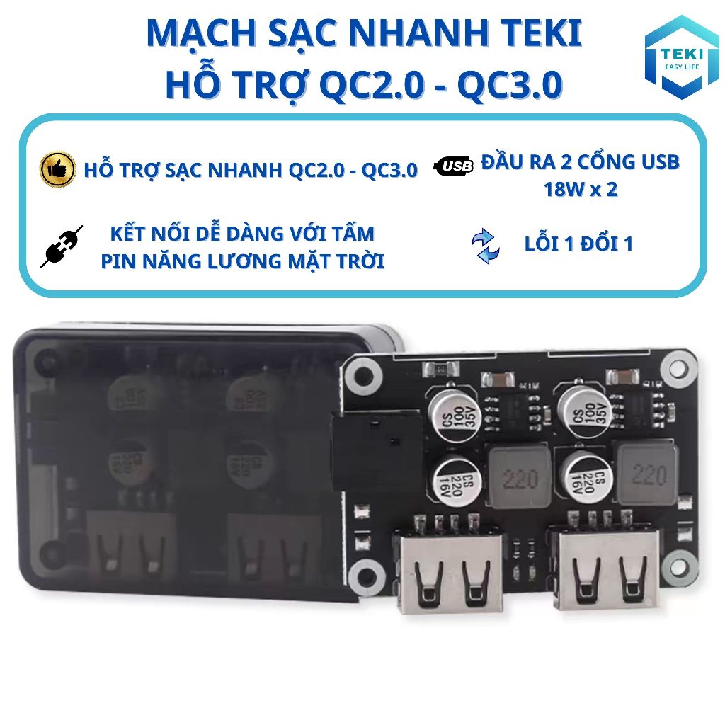 Mạch Sạc Nhanh TEKI Hỗ Trợ QC2.0 - QC3.0 Đầu Vào 6~32V Jack tròn DC 5 ...