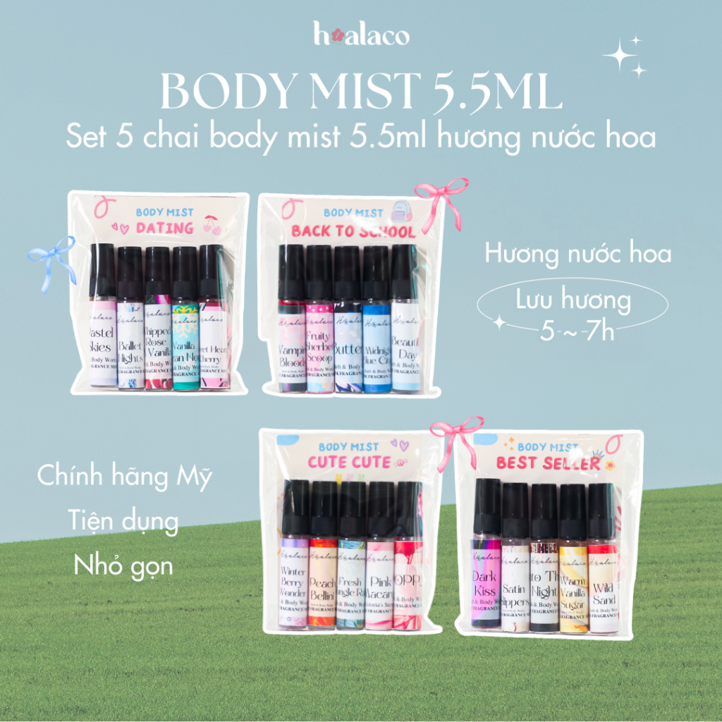 Set 5 chai body mist Xịt thơm hương nước hoa 5.5ML Bath & Body Works ...