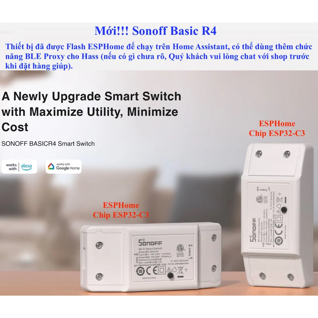 Công tắc thông minh Wifi/Zigbee, Sonoff eWelink Basic R2, Basic R4, Tasmota/ESPHome/Home ...
