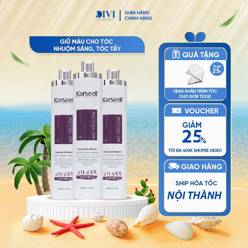 Dầu gội tím khử vàng KARSEELL Silver Shampoo 500ml,Dầu gội giữ màu cho ...