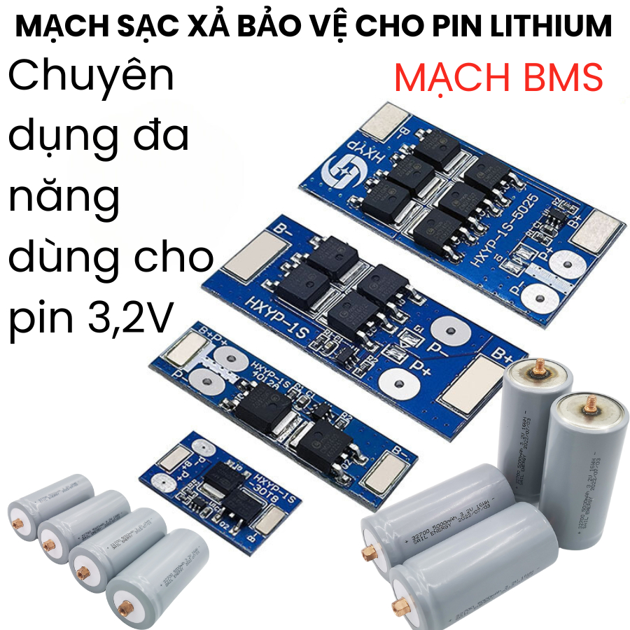 Mạch Sạc xả bảo vệ Pin 3,2V 32650 Lifepo4 Mạch BMS 1S 3.2V/7A/10A/15A/22A cho đèn năng lượng mặt ...