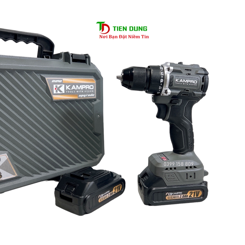 Máy khoan pin Kampro K-9021 Không chổi than Đầu kẹp 10mm Autolock Chân ...