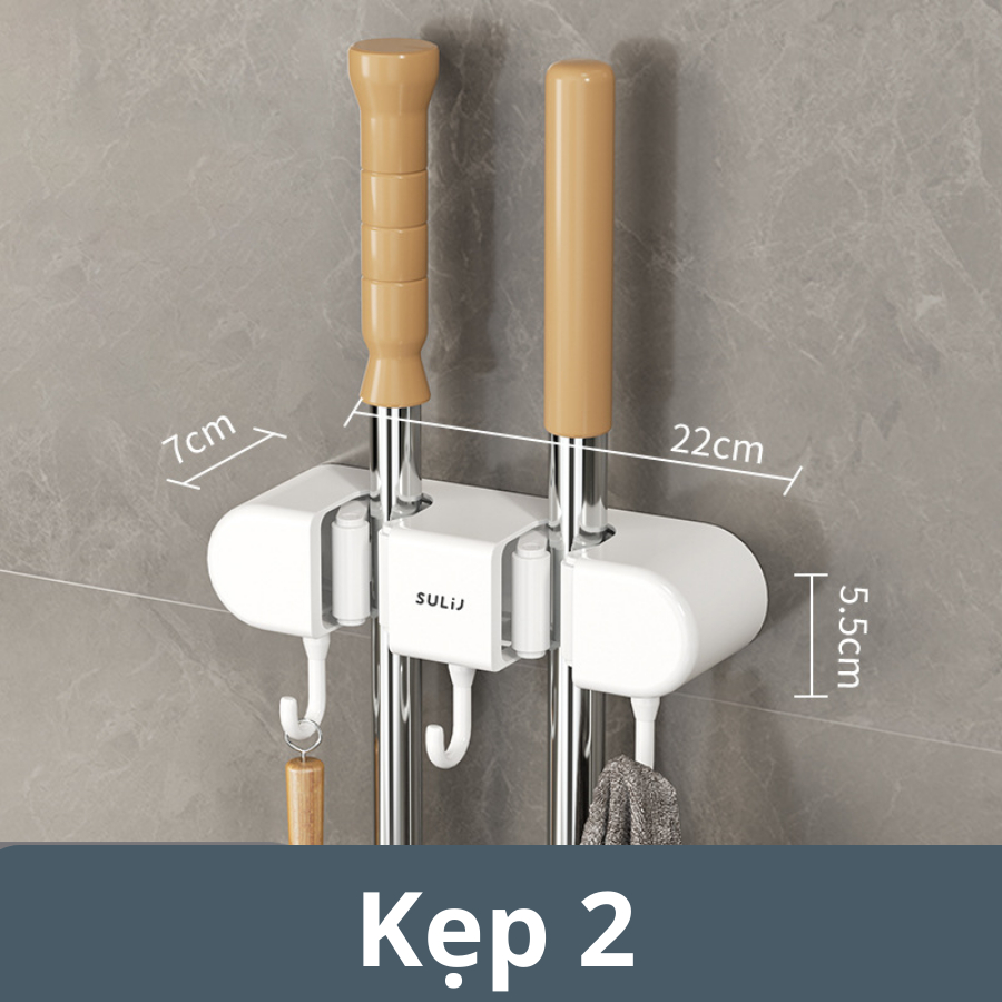 Kẹp treo chổi, cây lau nhà dán tường TORO kèm móc treo siêu chắc, Giá treo đồ đa năng dán tường ...