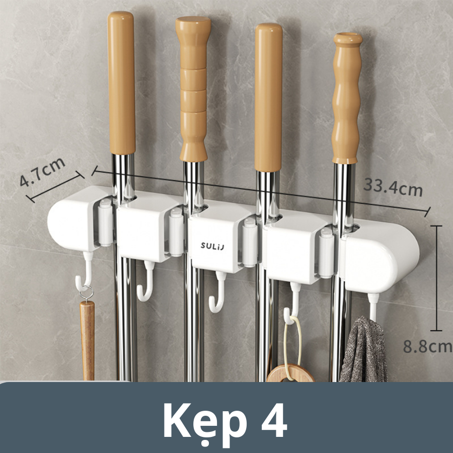 Kẹp treo chổi, cây lau nhà dán tường TORO kèm móc treo siêu chắc, Giá treo đồ đa năng dán tường ...