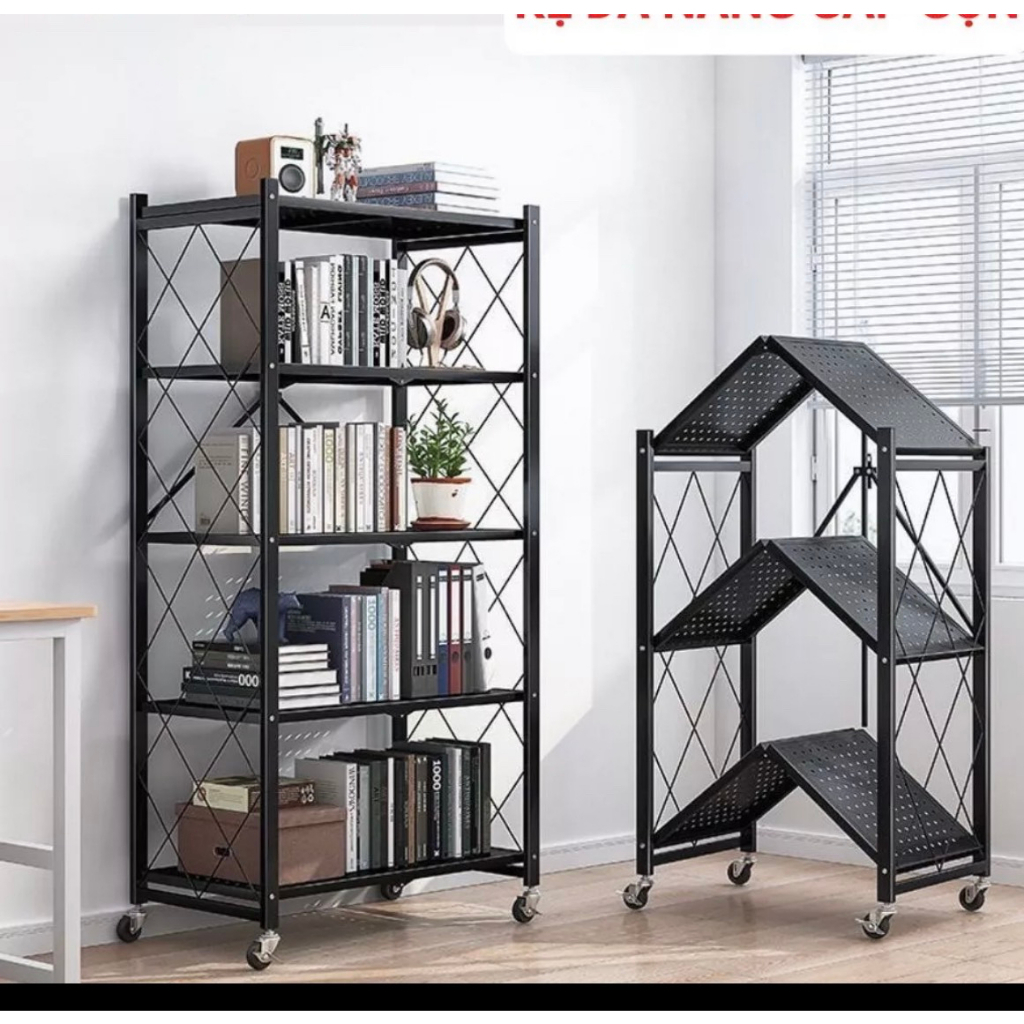 Kệ sắt gấp gọn đa năng để đồ nhà bếp, kể để đồ có bánh xe di chuyển tiện lợi GD03 | Shopee Việt Nam
