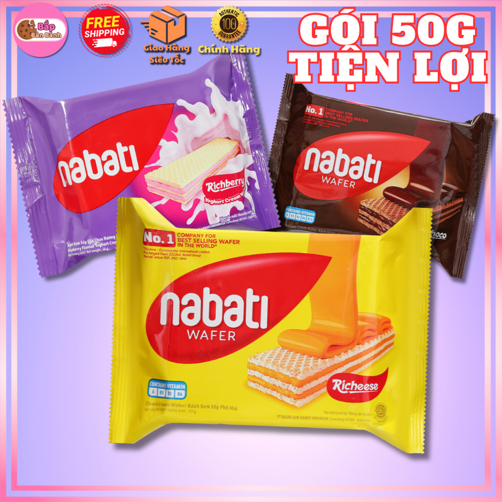 Bánh Kem Xốp Nabati - Bánh Xốp Nabati Nhân Kem Phô Mai Đủ Vị Gói 50g | Shopee Việt Nam