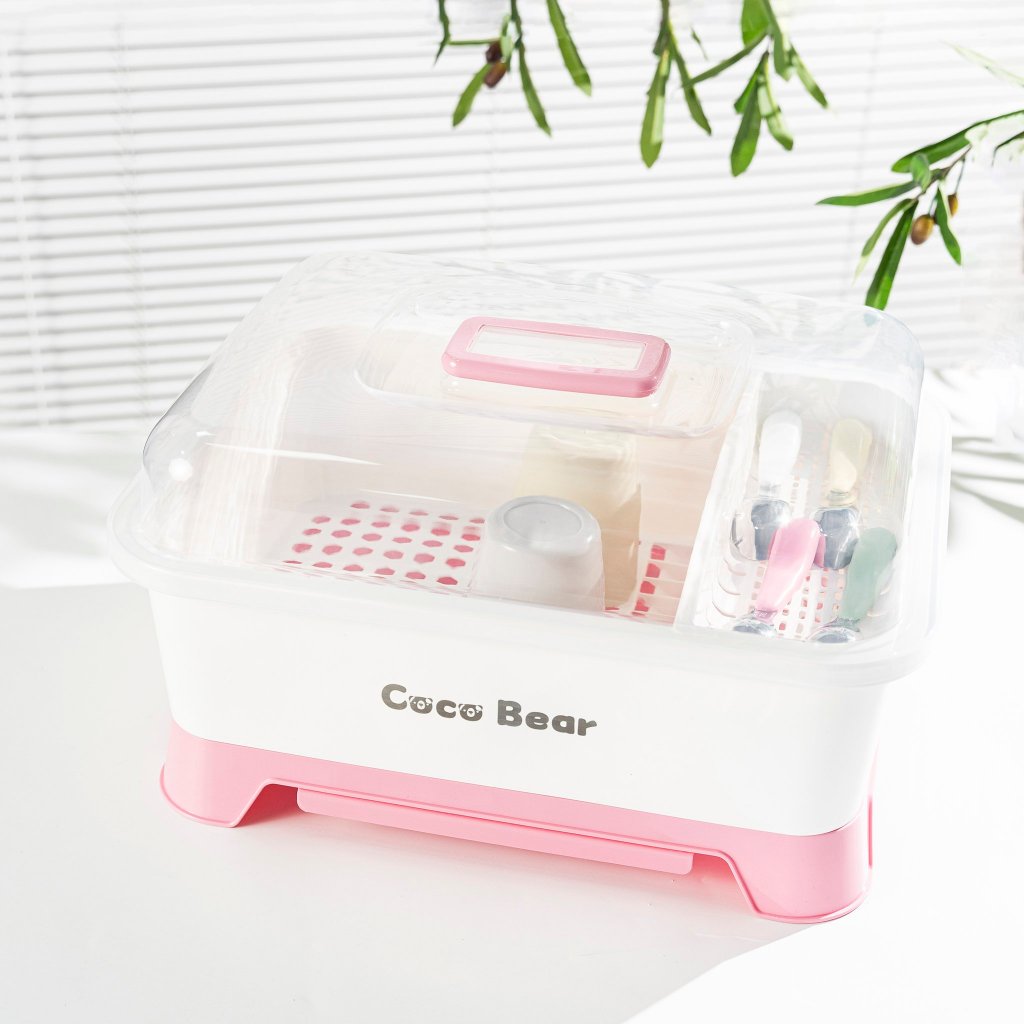 Rổ úp bát Cocobear 2in1 úp bình sữa cho bé, Khay úp bình sữa có nắp đậy ...