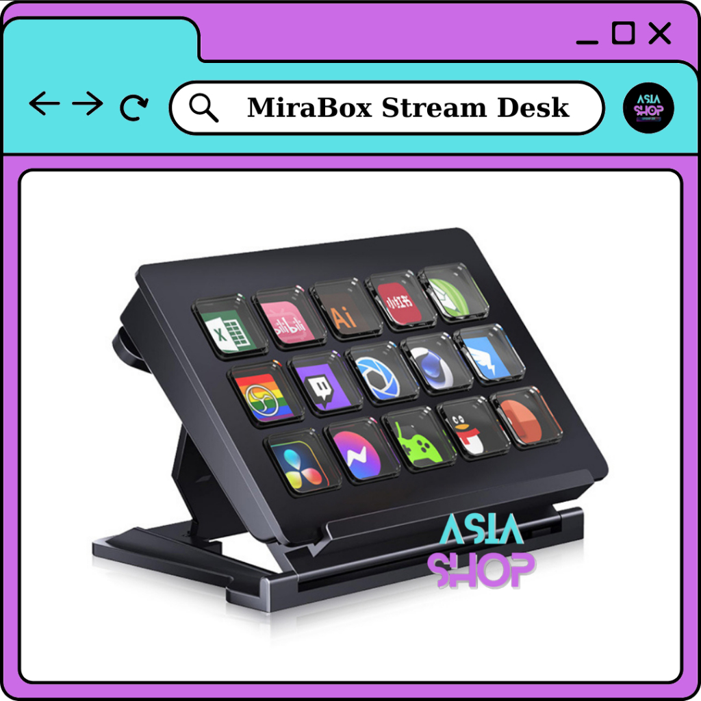 Thiết bị stream Mirabox stream dock 15 phím lập trình màn hình hiển thị ...