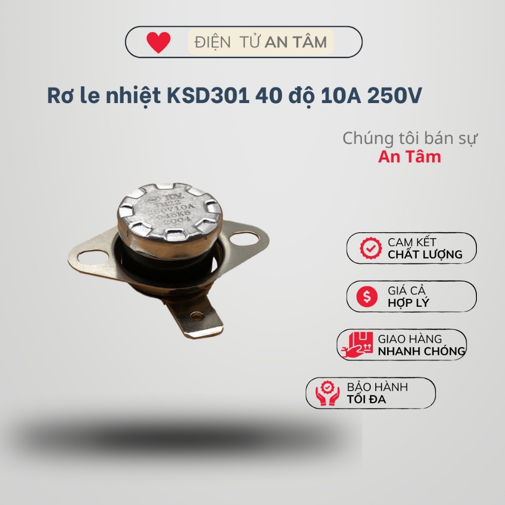 Rơ le nhiệt KSD301 40 độ 10A 250V thường đóng điện tử an tâm | Shopee ...