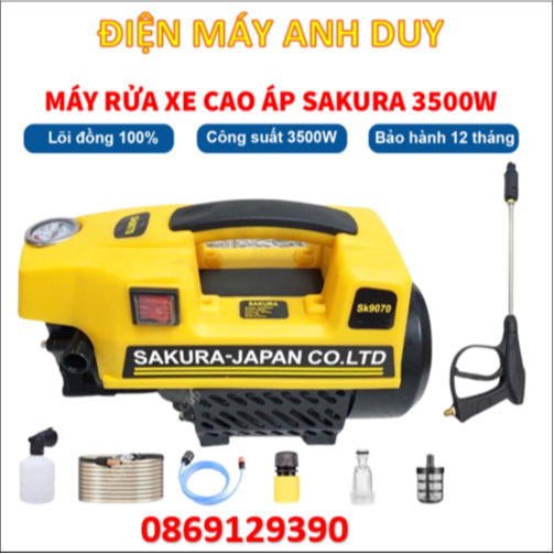 Máy rửa xe áp lực máy rửa xe gia đình mini SAKURA - 3500W lõi đồng 100% xịt rửa xe cao áp công ...