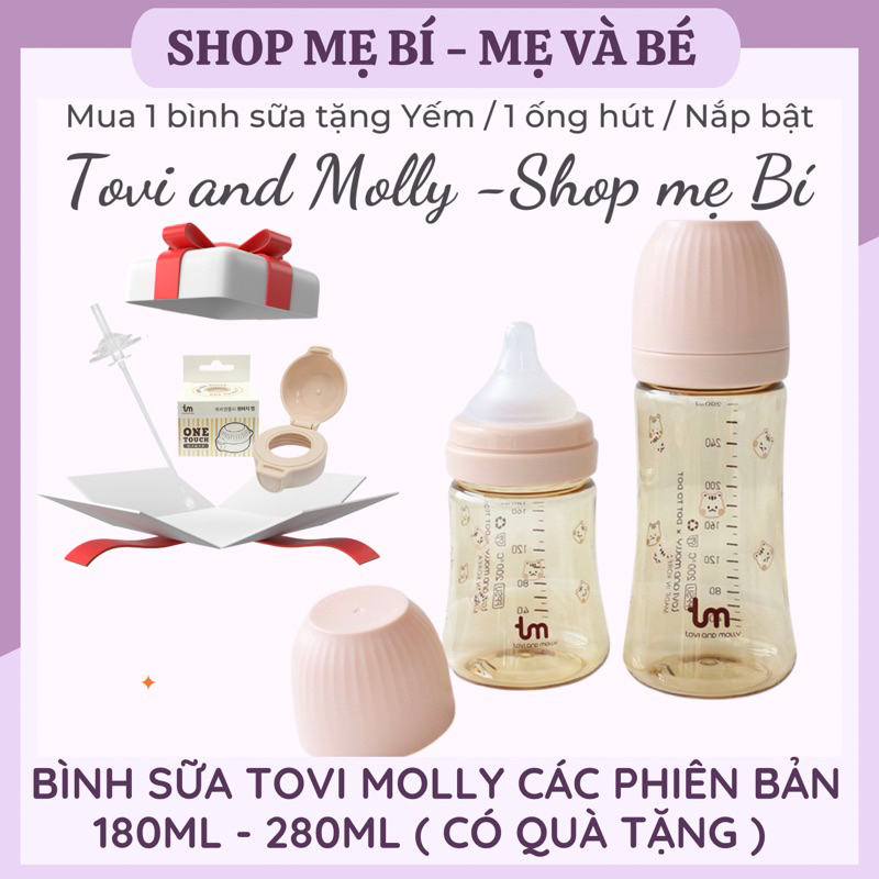 [ TẶNG QUÀ ] Bình sữa / Bình hút Thỏ - Sóc Tovi Molly 180ml - 280ml | Shopee Việt Nam