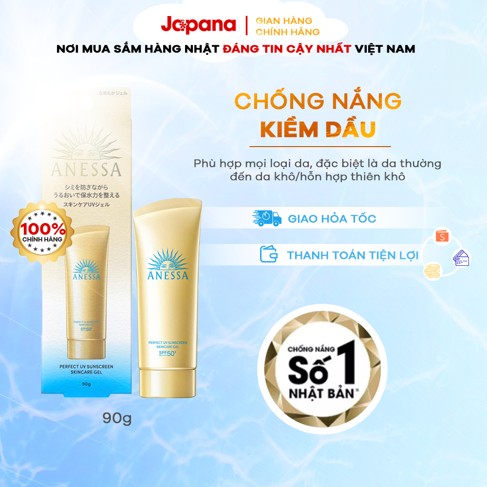 Gel chống nắng dưỡng ẩm Anessa Perfect UV Sunscreen Skincare SPF50+/PA++++ (90g) (Mẫu Mới ...