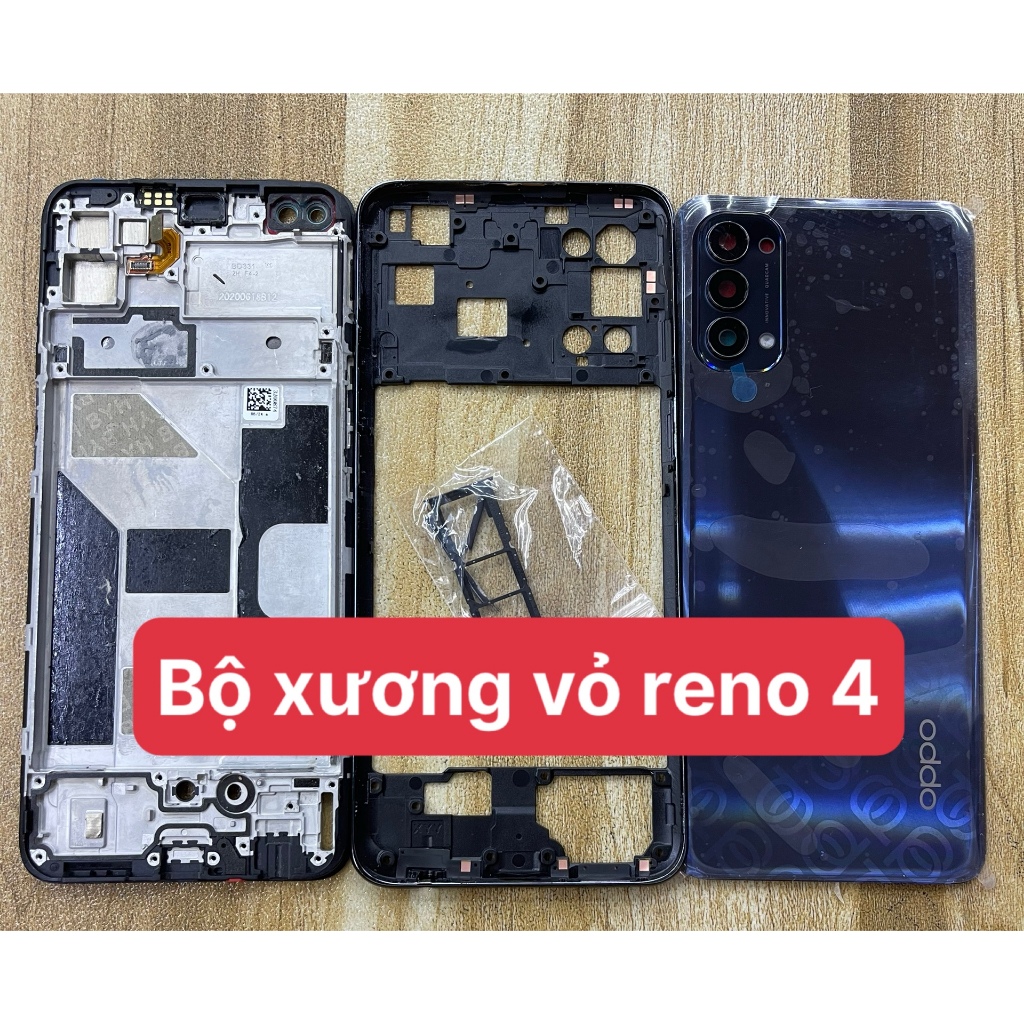Oppo Reno 4-4G/BỘ XƯƠNG VIỀN+ VỎ+KHAY SIM+KÍNH CAMERA+PHÍM BẤM ĐIỆN ...