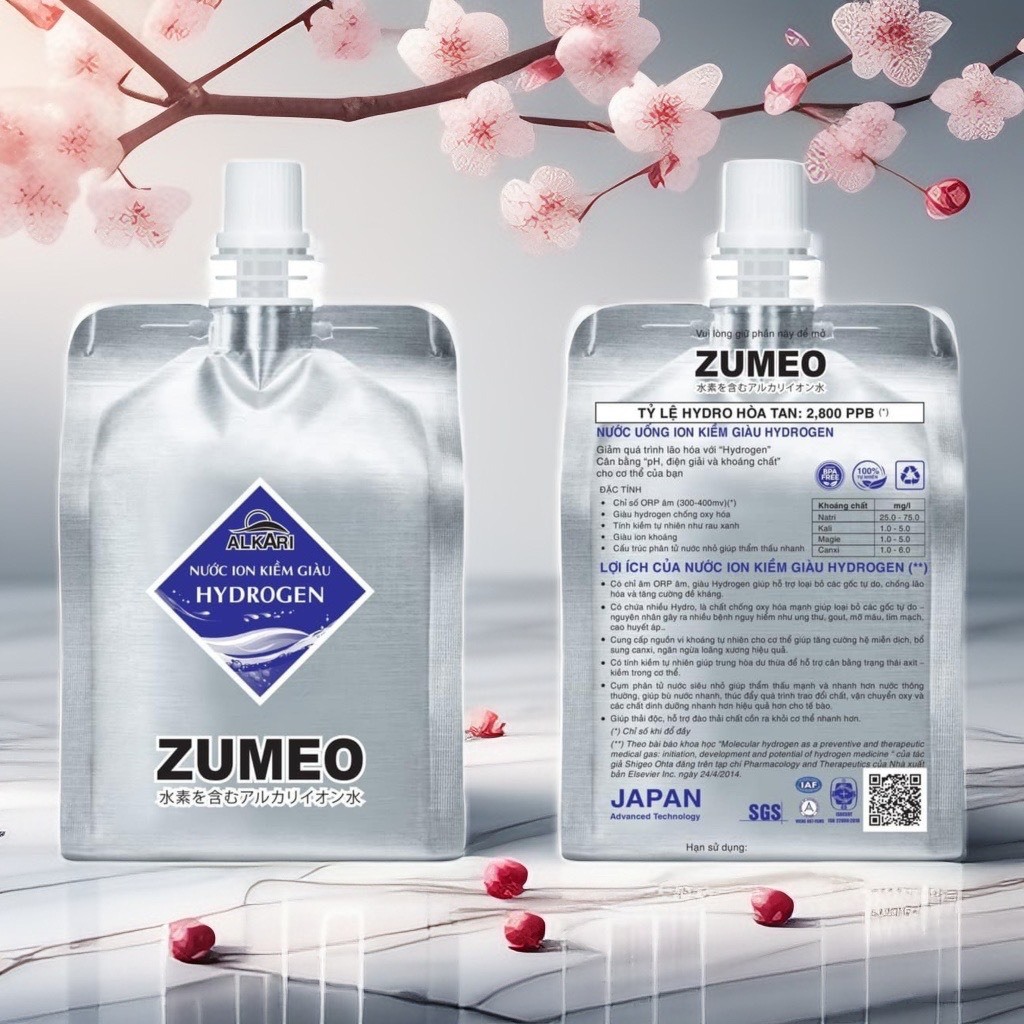 [CHÍNH HÃNG] Nước Uống Giàu Hydrogen ZUMEO ALKARI / thùng 10 túi 330ml ...