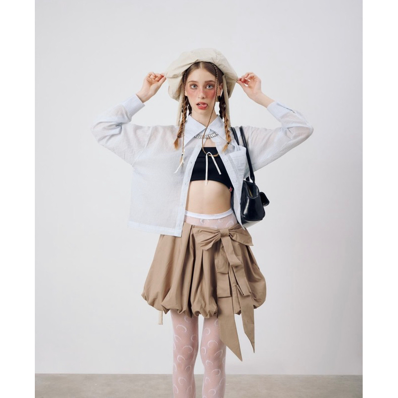 Remmus - Mia Shirt | Áo sơ mi xuyên thấu sọc croptop cho nữ | Shopee ...