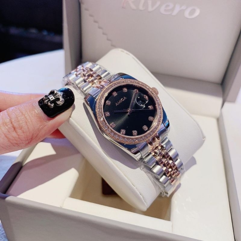 [ Chính Hãng 100%] Đồng Hồ Nữ Amica A059 (059) Mặt Hồng Tròn Siz 32mm ...