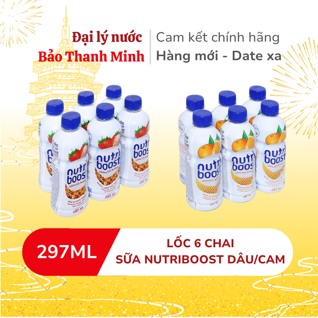 [HỎA TỐC] Sữa NUTRIBOOST vị DÂU/CAM 297ml (lốc 6 chai) (Date xa ...