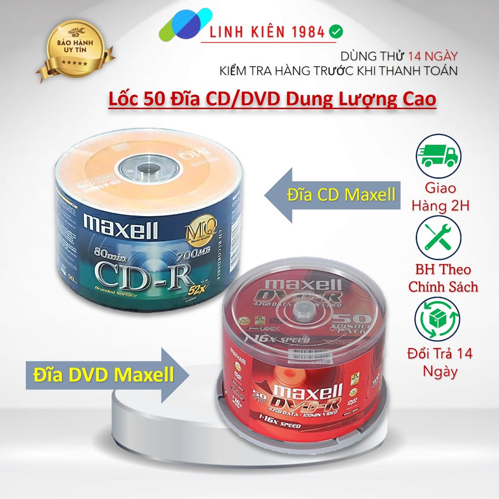 Đĩa CD,DVD trắng Risheng,maxell hộp 50 cái dung lượng cực cao | Shopee ...