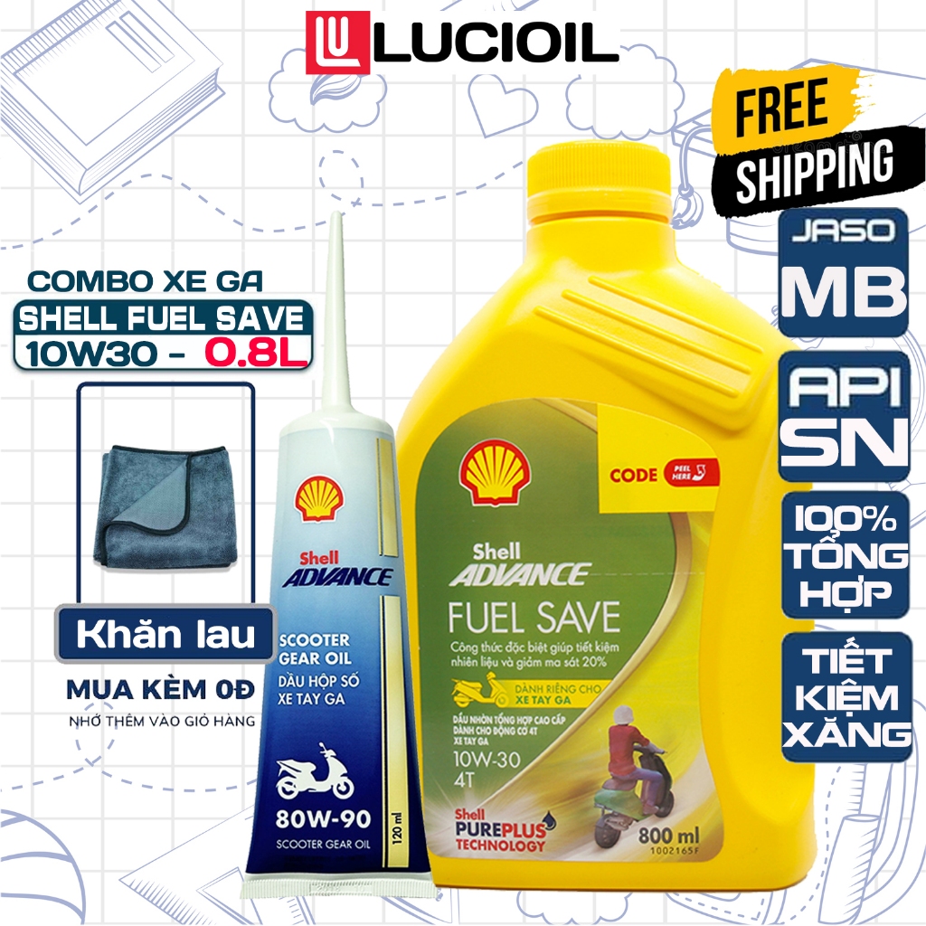 Nhớt Xe Tay Ga Shell Advance Fuel Save 10W30 800ml, Máy Êm, Tiết Kiệm ...
