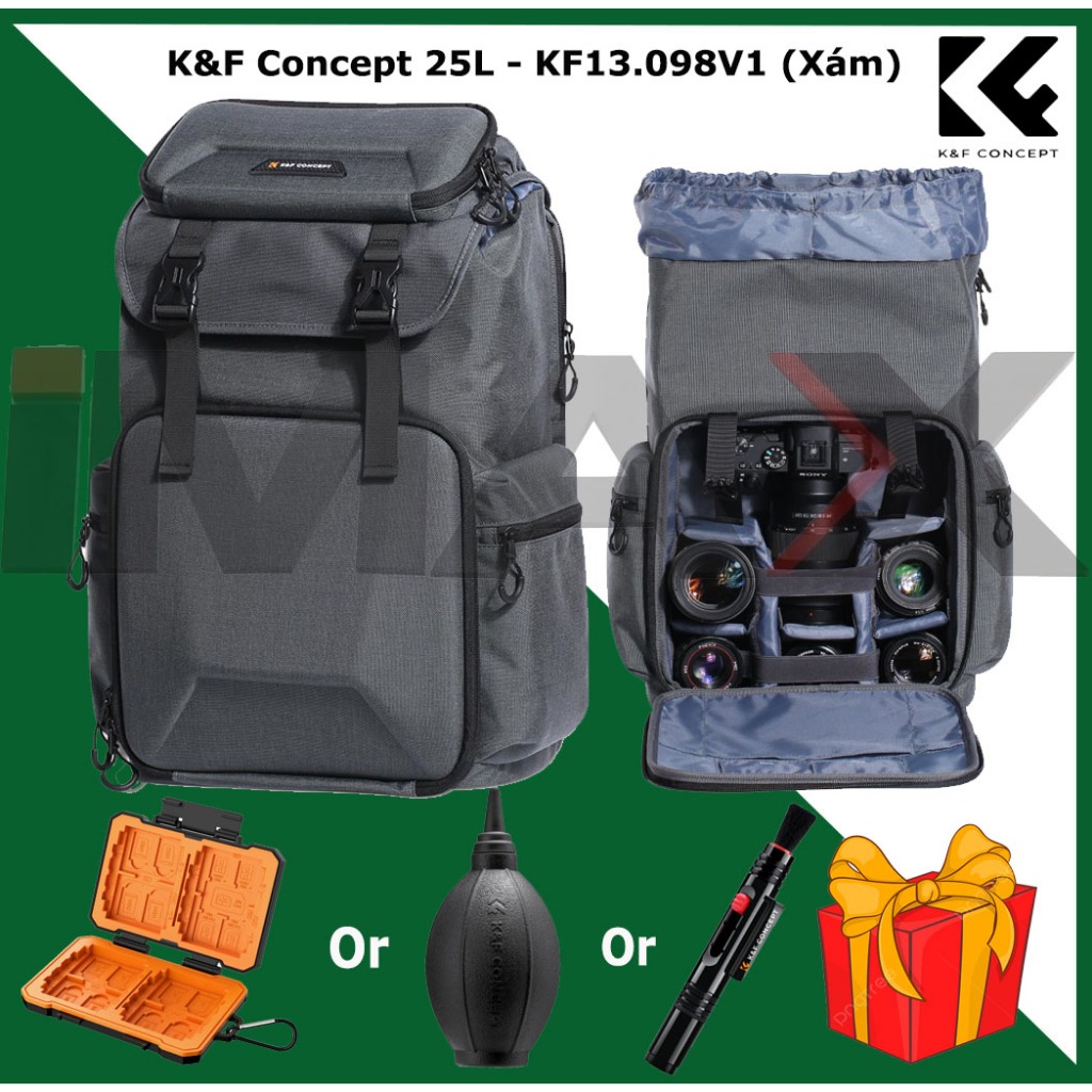 Ba lô máy ảnh K&F Concept 25L - KF13.098 (Chính hãng) + Quà Tặng | Shopee Việt Nam