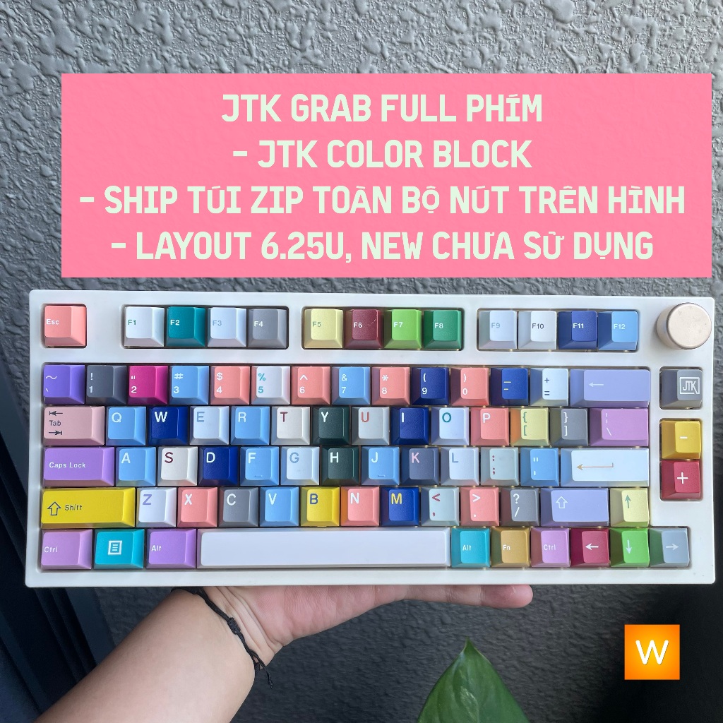 JTK Combo full phím - Color Block - Nút phím cơ Chính hãng JTK Grab | Shopee Việt Nam