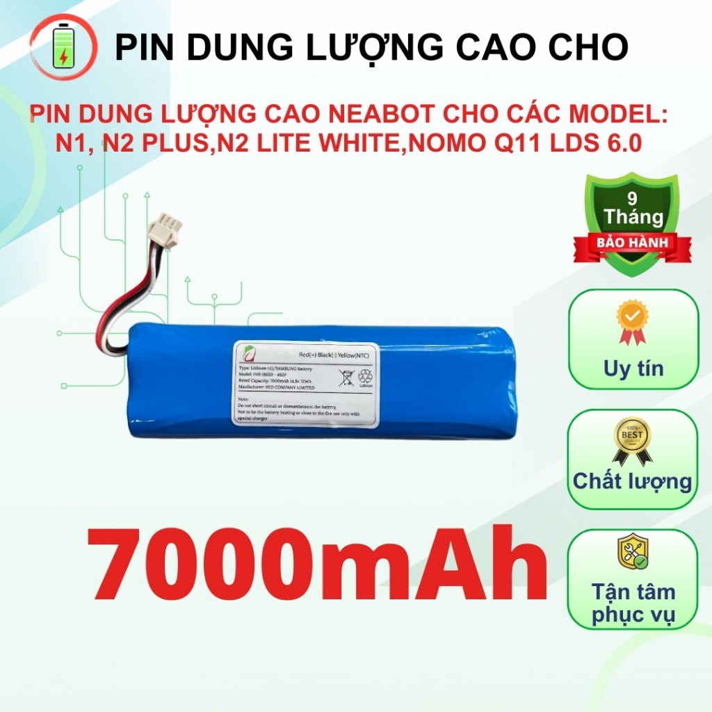 PIN NÂNG CẤP ROBOT HÚT BỤI NEABOT MODEL: N1,N2 PLUS,N2 LITE WHITE, NOMO ...