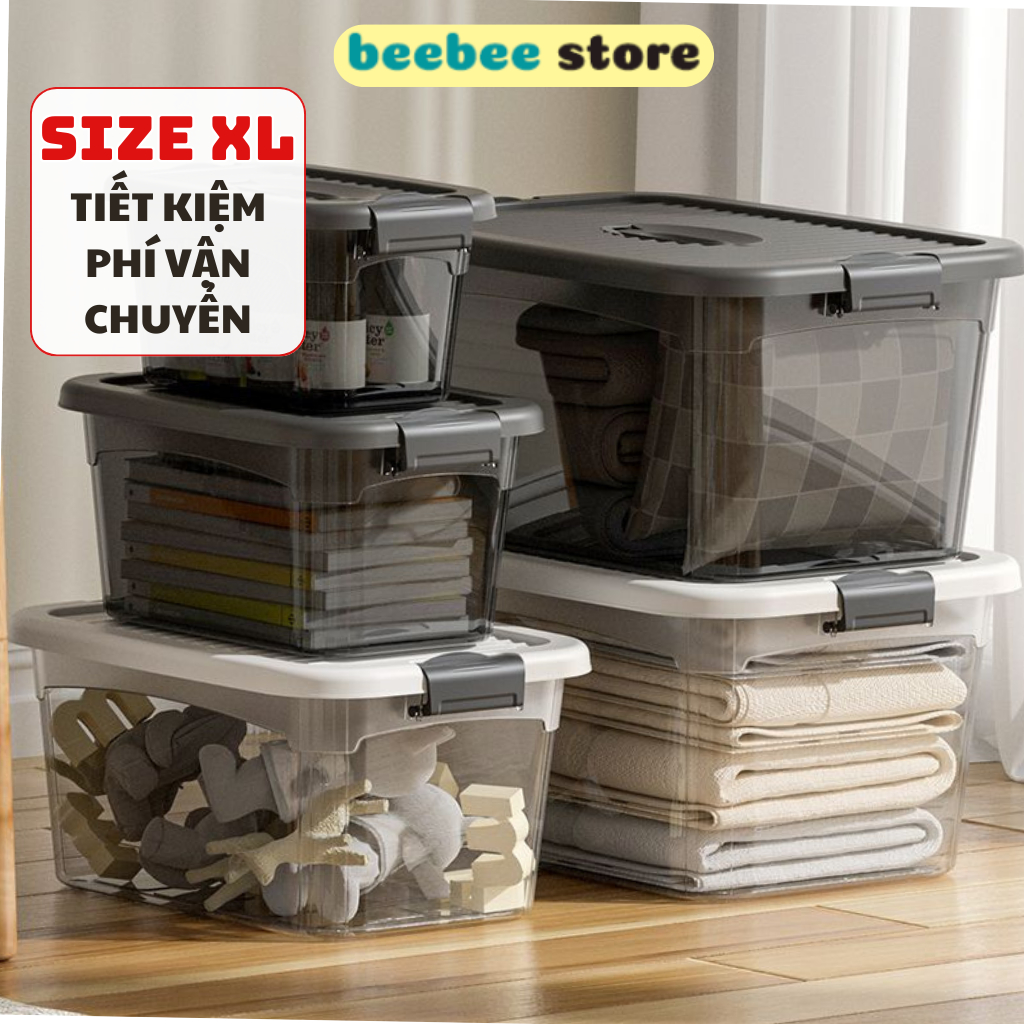 [SIÊU LỚN] Thùng Nhựa Đựng Đồ Có Quai Cài Chắc Chắn , Hộp Đựng Đồ Có Nắp Trong Suốt Q100 ...