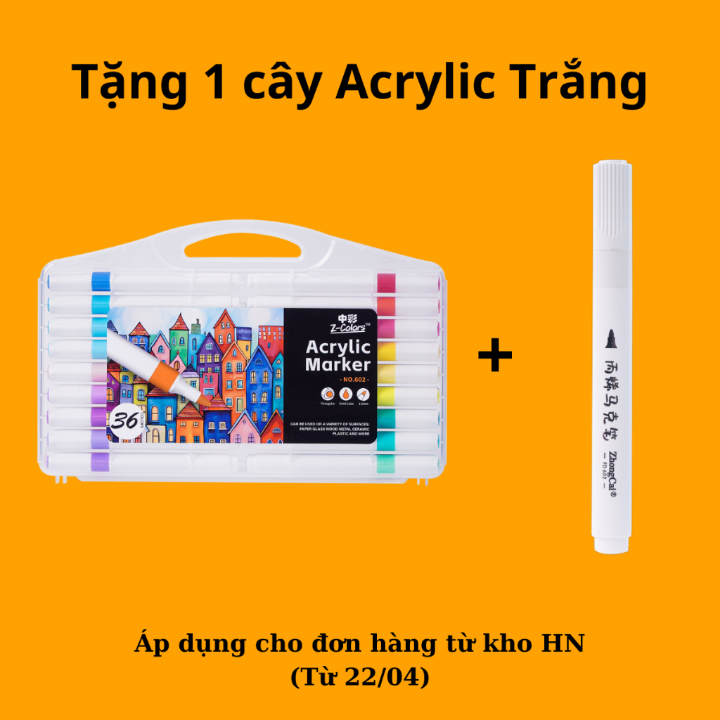 Màu Dạ Acrylic Marker Zhongcai Z-Colors 12/18/24/36/48 Màu, Sử Dụng ...
