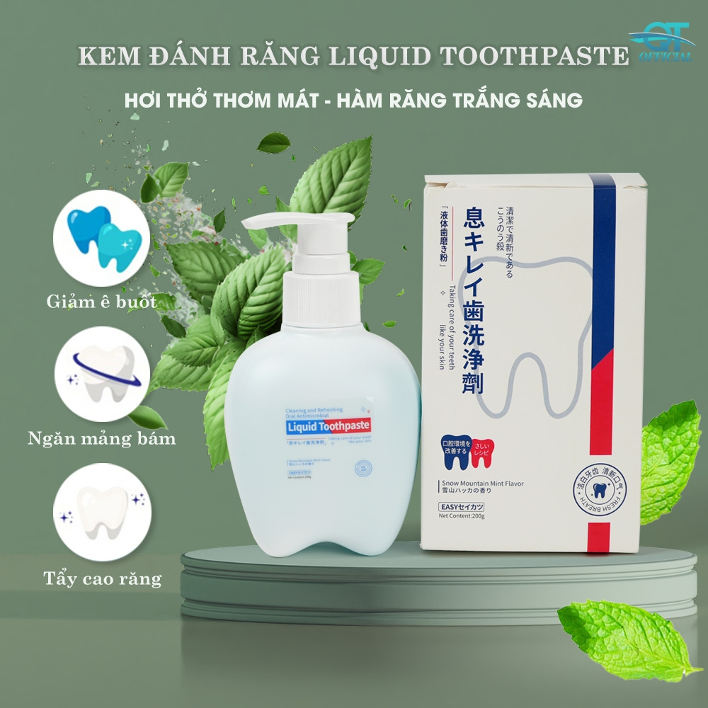 Kem đánh răng trắng răng hơi thở thơm mát giảm ố vàng duy trì sức khỏe của nướu Liquid ...