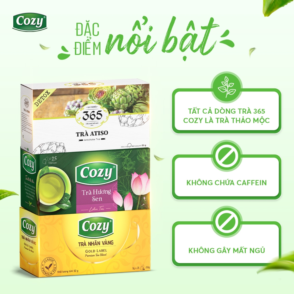 Trà Atiso Cozy Túi Lọc Thảo Mộc 365 (50gr - 25 túi) Hỗ Trợ Thanh Nhiệt ...