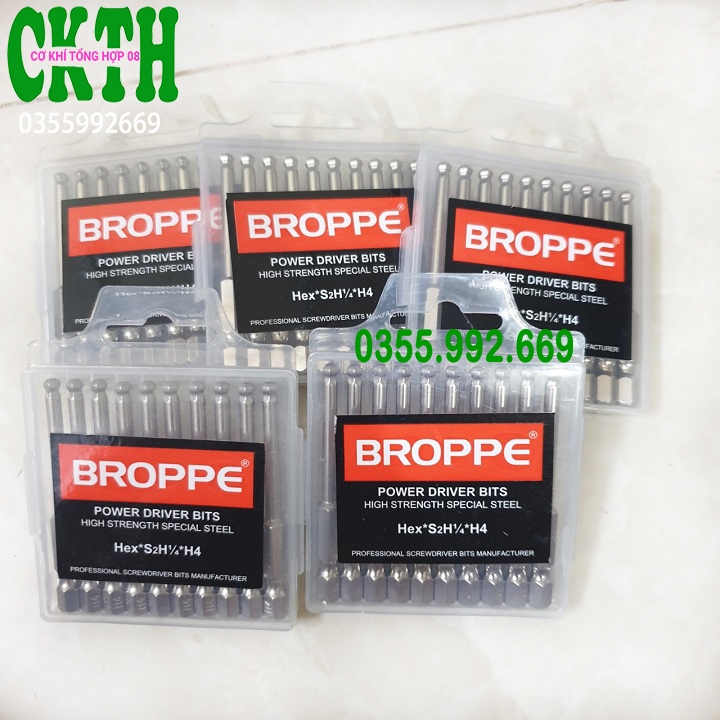 Lục giác bi cao cấp. Đầu lục giác bóng H4 cho khoan, máy bắn vít dài 65mm thương hiệu BROPPE (1 ...