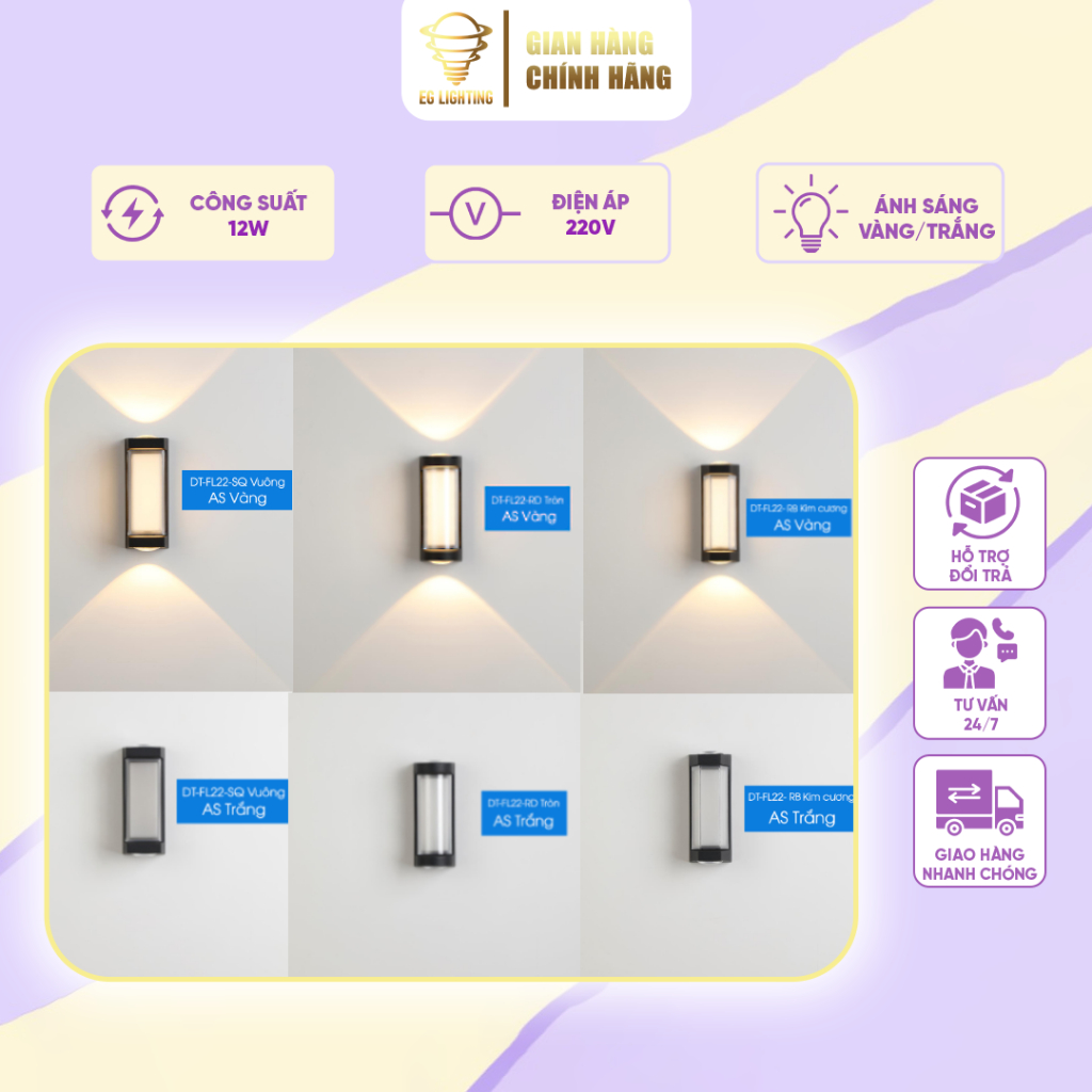Đèn Hắt Tường DT-FL22 EG Lighting Decor - Đèn Tường 12W Chống Nước 2 ...