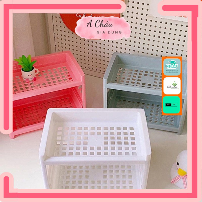 Kệ nhựa mini đựng đồ đa năng 2 tầng để nhà tắm bàn trang điểm xinh xinh🌺Achau362 🍓Gía đựng đồ ...
