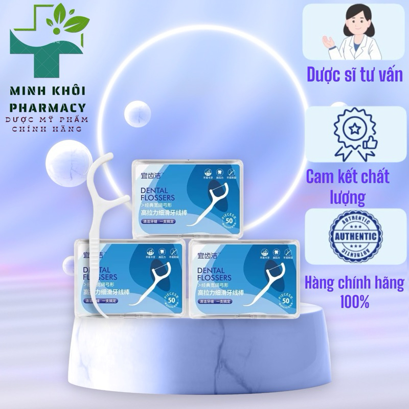 Tăm chỉ nha khoa hộp 50 Cây Dental Flossers tăm chỉ vệ sinh răng miệng ...