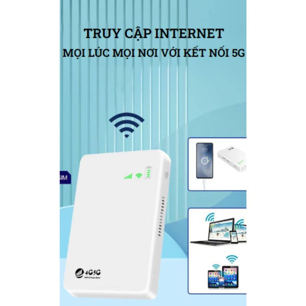 Cục phát wifi từ sim 4g Fi6, bộ phát wifi không dây kiêm sạc dự phòng ...