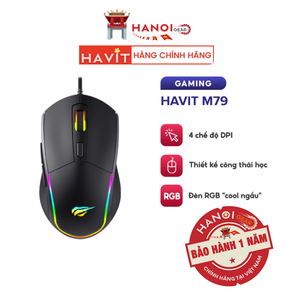 Chuột Gaming HAVIT M79, Đèn RGB, Tích Hợp 6 Nút Điều Chỉnh + 4 Chế Độ ...