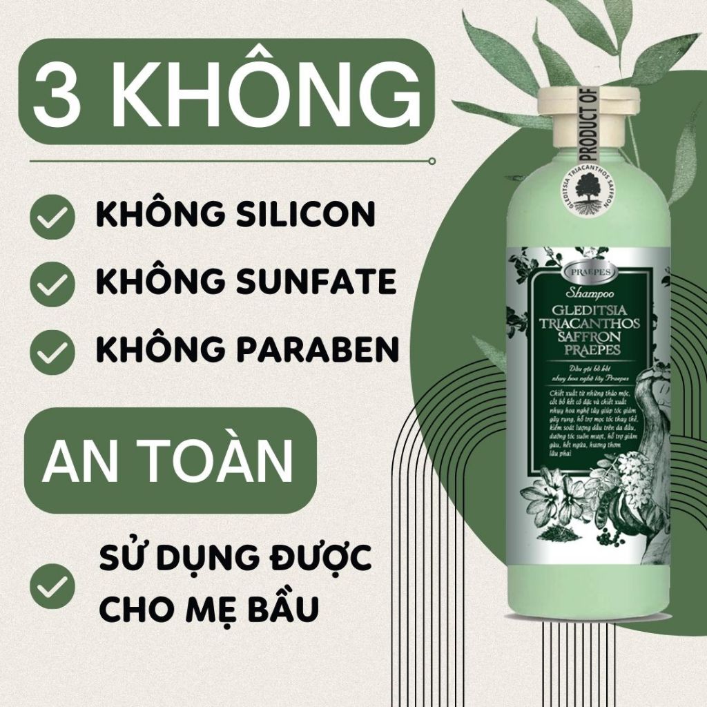 Dầu gội bồ kết bưởi gừng nhụy hoa nghệ tây Praepes giảm sạch gàu phục ...