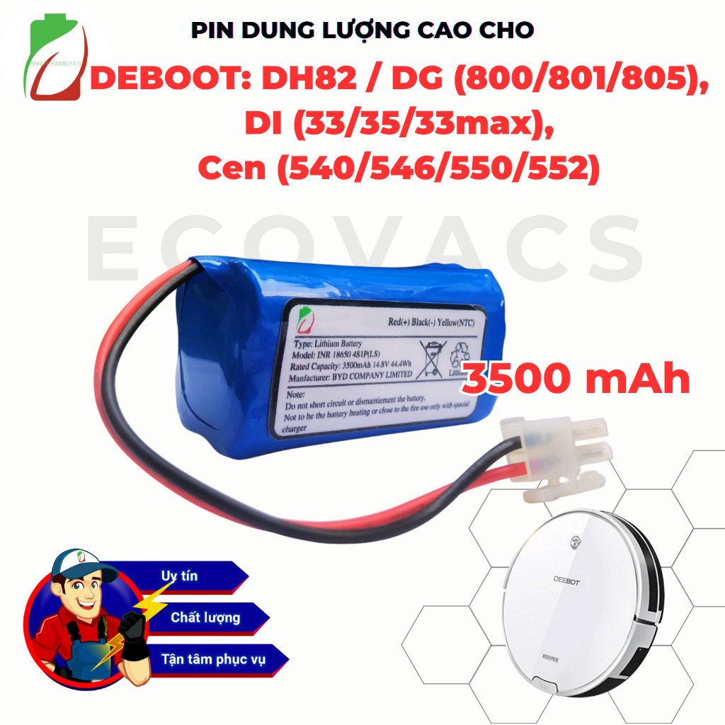 PIN ROBOT HÚT BỤI ECOVAC CEN320/330,540,546/ DM82/DG(801,801,...CHÍNH HÃNG LG/SAMSUNG BẢO HÀNH 9 ...