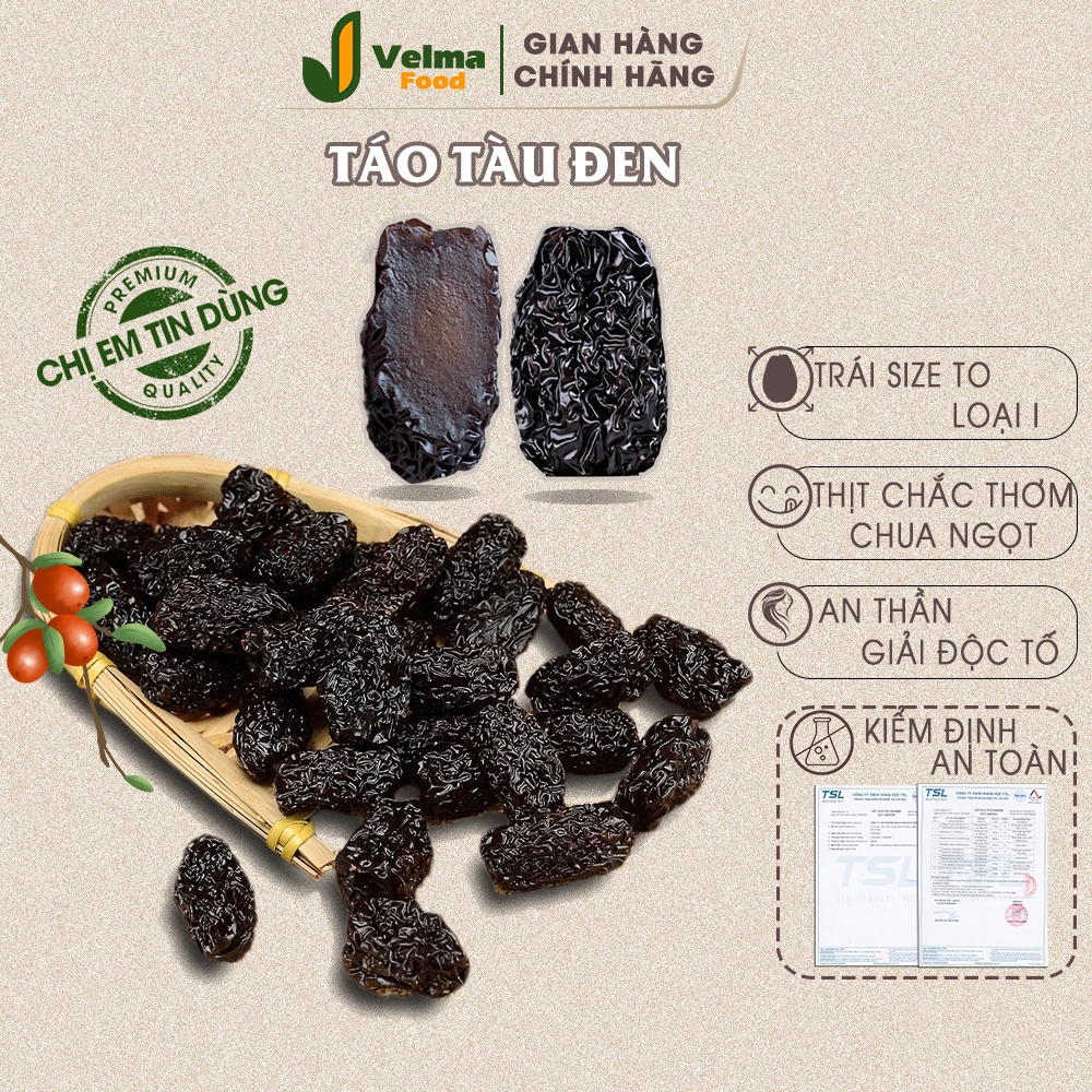 Táo tàu Velma Food loại Táo đen đặc biệt sấy dẻo khô chua ngọt ăn vặt ...