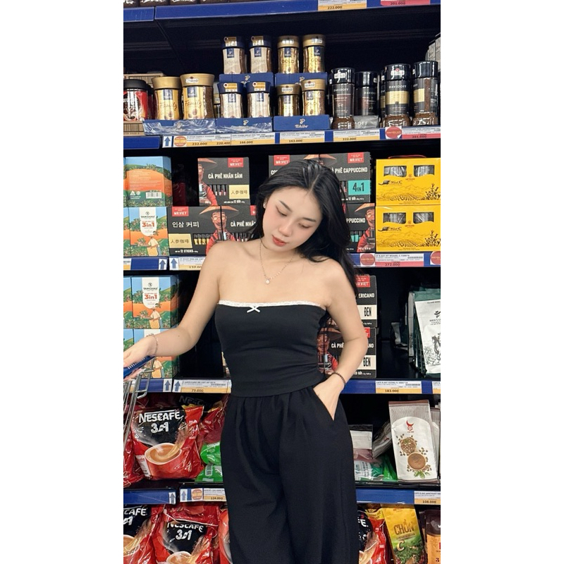 Áo tube ren nơ | Shopee Việt Nam