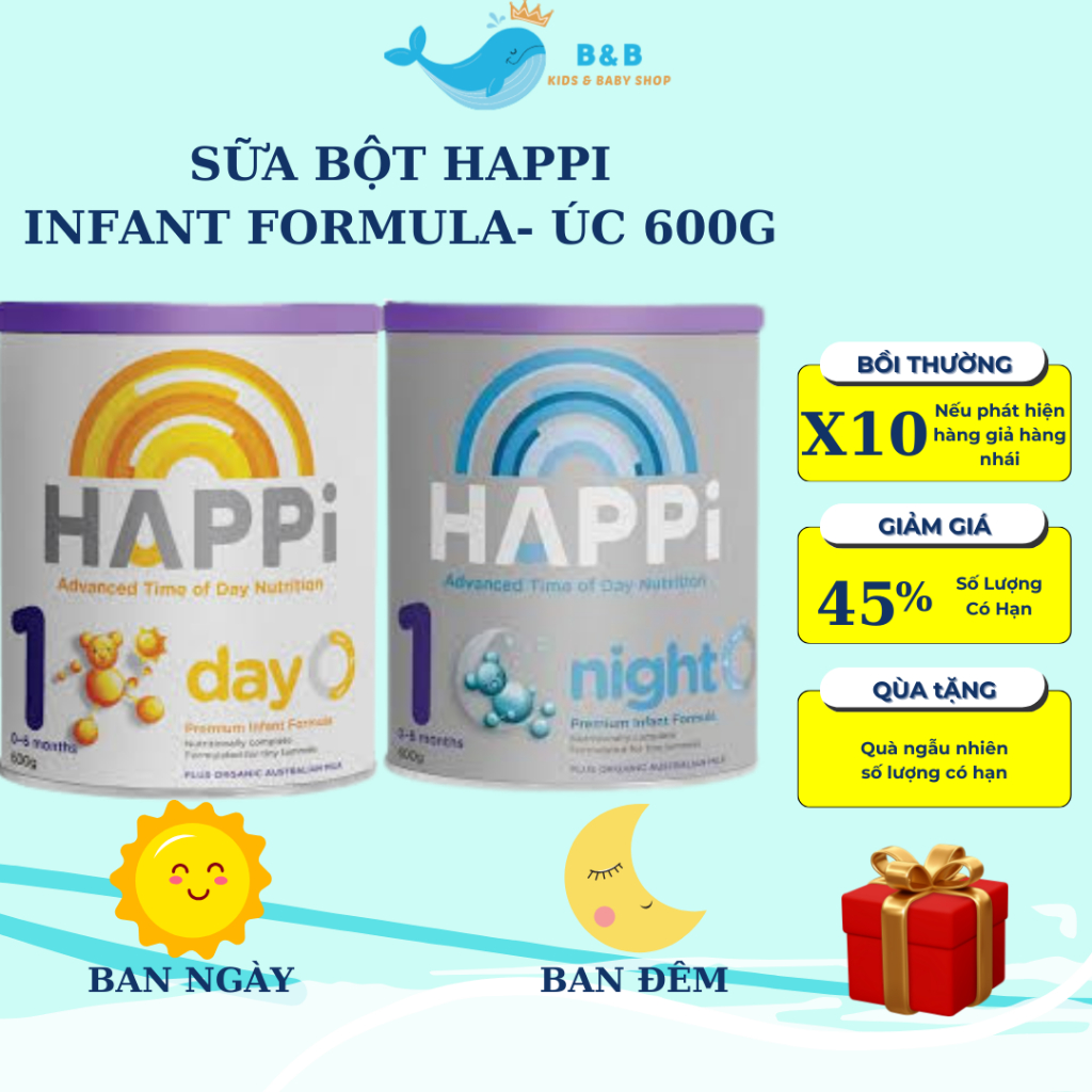 Sữa Happi, Happi ngày, Happi Đêm Lon 600g Dòng Sữa Cao Cấp Đầu Tiên Số ...